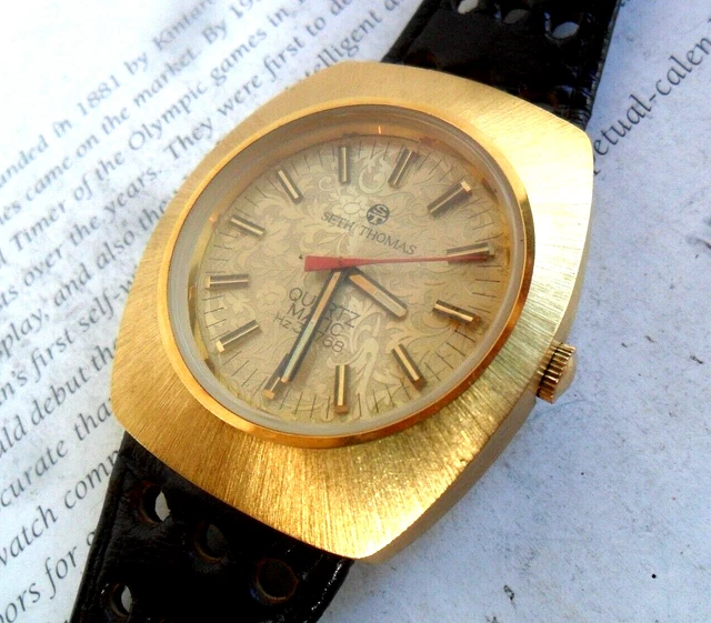 VINTAGE 1970'S MEN'S Seth Thomas Quartz Matic Hz 32768 Quartz Watch 4 ...