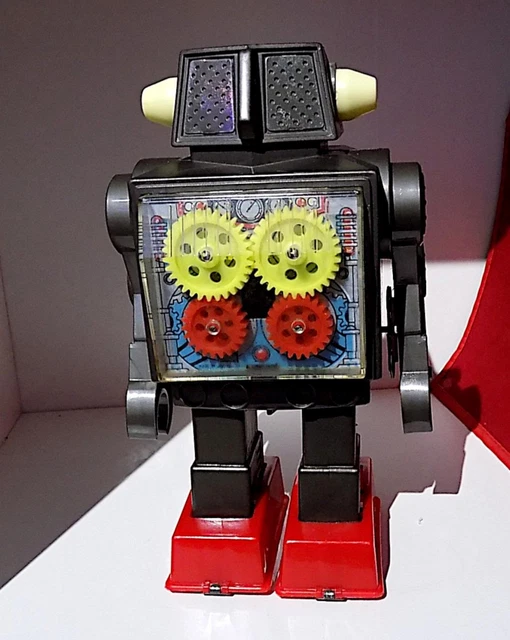 VINTAGE PLASTIC + Tinplate Clockwork Gear Robot, Horikowa (S.H.) Japan ...