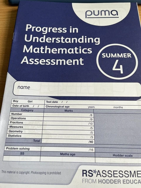PUMA (PROGRESS IN Maths Assessment) Summer Year 4. See Item Description ... PUMA (PROGRESS IN Maths Assessment) Summer Year 4. See Item Description ...