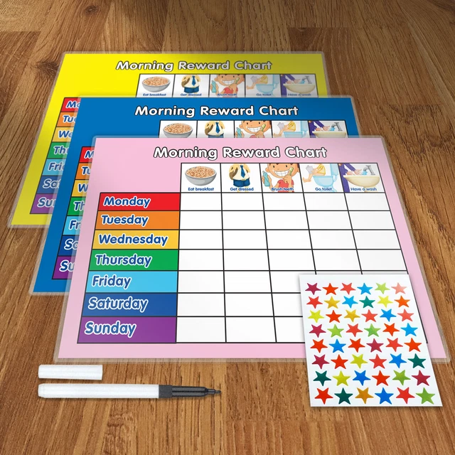MORNING ROUTINE REWARD Chart Free Pen & Star Stickers 3 Pack £3.99 ...