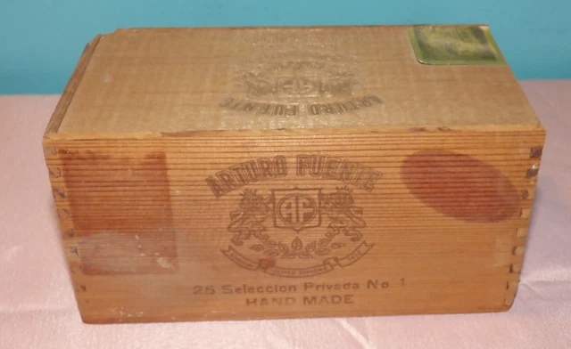 VINTAGE ARTURO FUENTE Wooden Cigar Box, Dovetail with Sliding Lid £7.73 ...