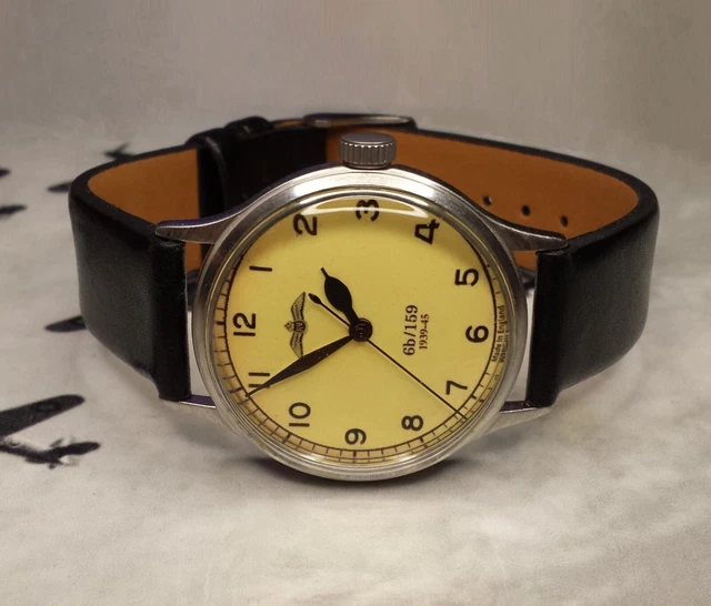 A CUSTOM MADE 'WW2 RAF Spitfire Pilots' Style Homage Quartz Watch Sweep ...