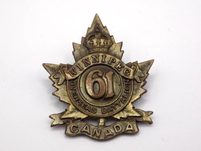 WWI CANADIAN 61ST Winnipeg Overseas Battalion Pin Canada Military $28. ...