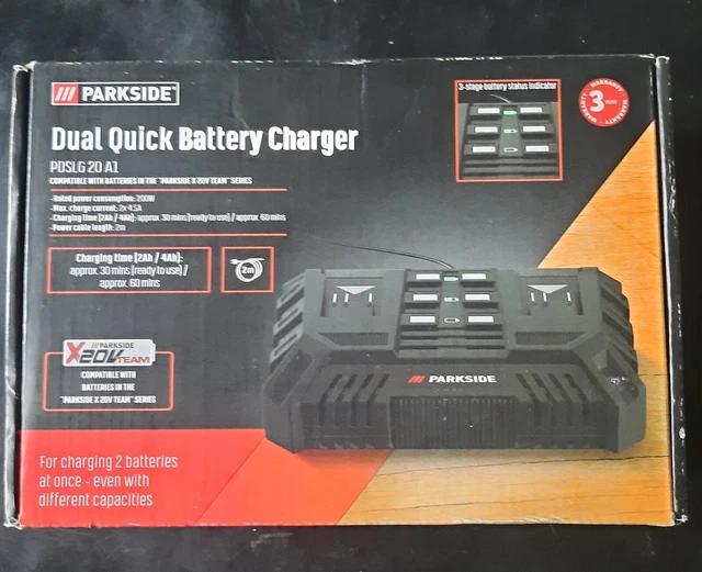 PARKSIDE DUAL QUICK Battery Charger 20V PDSLG 20 A1 Max Charge 2x4.5A ...