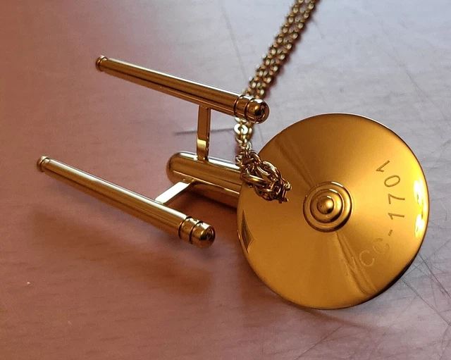 STAR TREK ENTERPRISE Gold Pendant Science Fiction Vintage Fantasy ...
