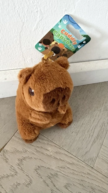 CUDDLY CUTE CAPYBARA Plush Clip On keychain in brown soft toy plush new ...