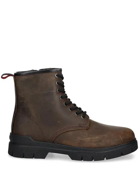 HUGO MEN'S RYAN Smooth Leather Lace Up Boot - Size: Men 8 - Open Brown ...