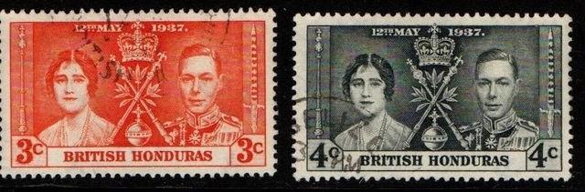 BRITISH HONDURAS 1937 King George VI Coronation 3c, 4c SG147-48 Sc 112 ...