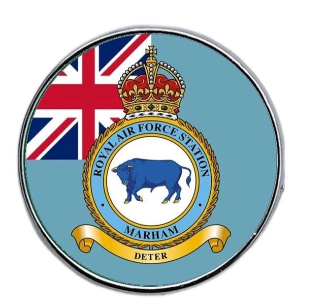 ROYAL AIR FORCE Station Marham RAF Kings Crown domed Lapel Badge 25mm £ ...