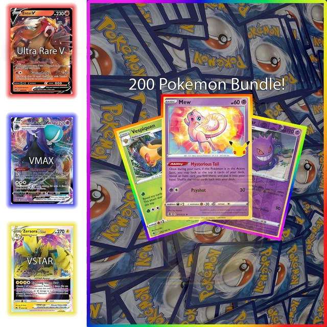 200 POKEMON CARDS Bulk Lot | up to 24 Rare Holo Shiny | 1-2x V/VSTAR ...