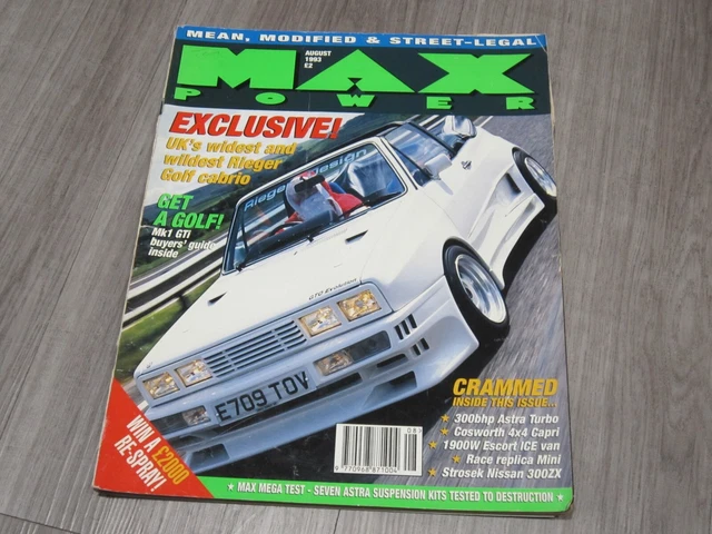 VINTAGE MAX POWER magazine August 1993, Widest Rieger Golf cabrio £8.50 ...