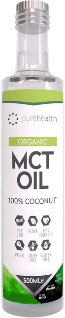 PURE ORGANIC MCT Oil Glass Bottle, Triple Steam Distilled, Premium 100% ...