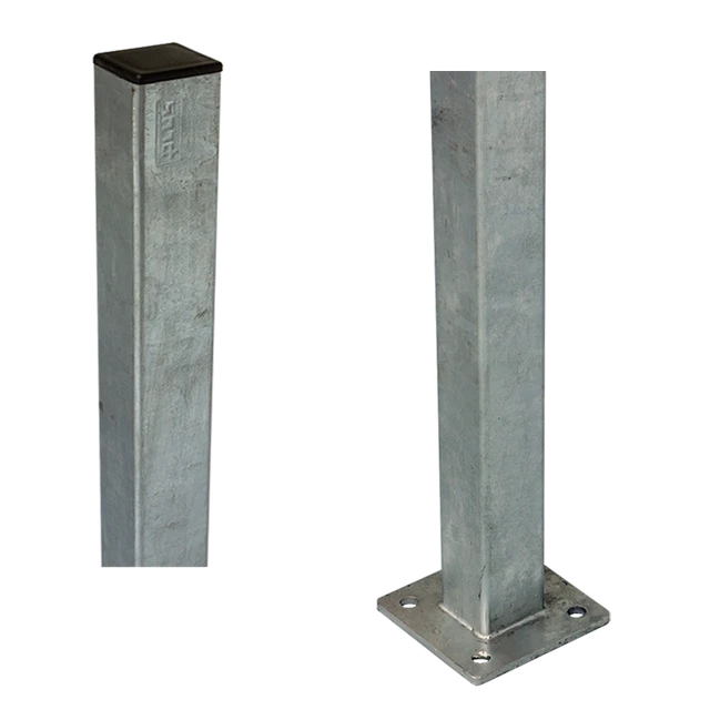 POTEAU ACIER CARRÉ avec base : 4.5x4.5x95cm incl. 1 cache-poteau EUR 43 ...