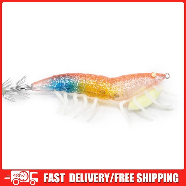 LUMINOUS WOOD SHRIMP Bait Squid Hook Jig Sea Cuttlefish Lures (Orange Blue) $17.37 - PicClick AU