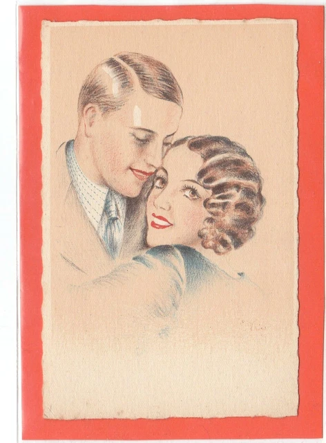 CPA/CP/CPSM CARTE POSTALE Signée Illustrateur Portrait Couple Années 20 ...