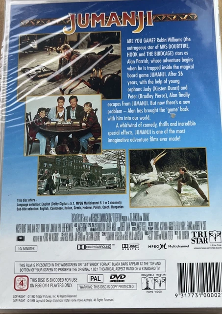 JUMANJI 1995 DVD Deluxe Widescreen Robin Williams PG Brand New Sealed ...