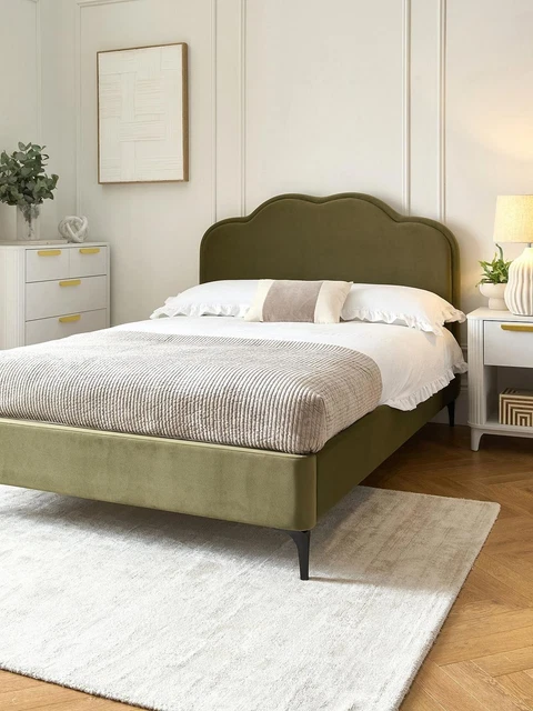 ORINOCO BED KING Size Dark Green | Sculptural Curved Headboard ...