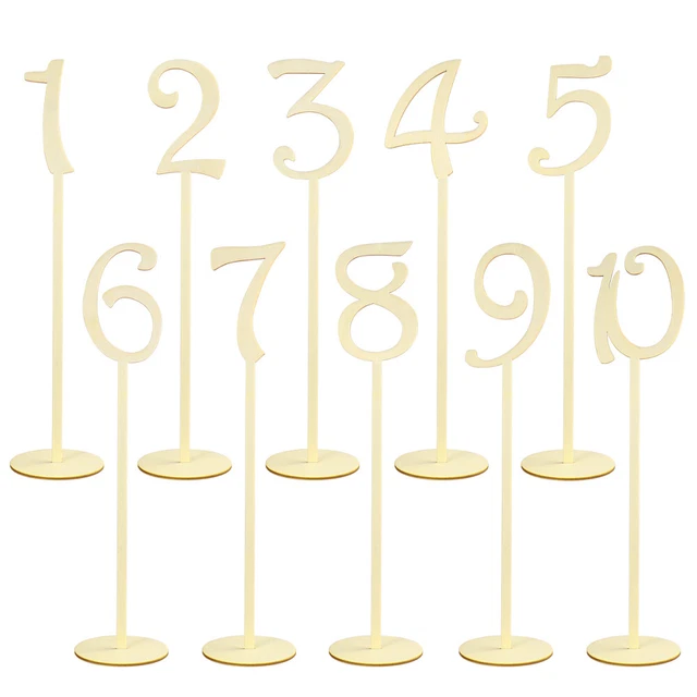 10PCS TABLE NUMBERS Table Number Stands Table Number Holder Wooden ...