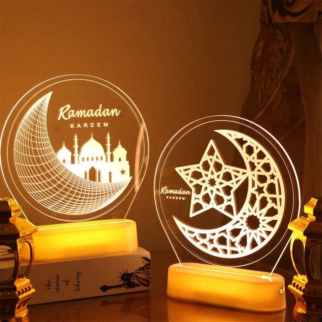 BATTERY AND USB Moon 3D Night Light EID Mubarak Ramadan Muslim Table ...