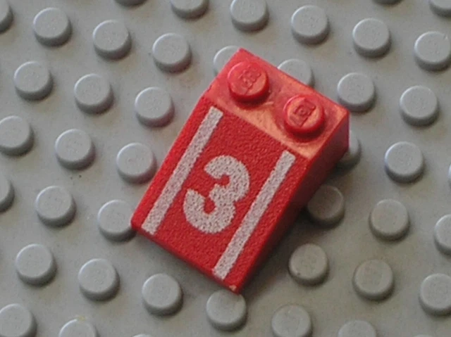 LEGO RED SLOPE 33 3x2 Number 3 Pattern Ref 3298p56 Set 6395 6381 1992 ...