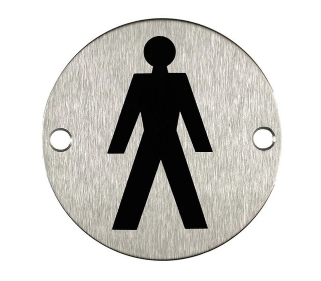 METAL GENTS MENS Toilet Door Sign Round Circular WC Plate for Cafe Pub ...