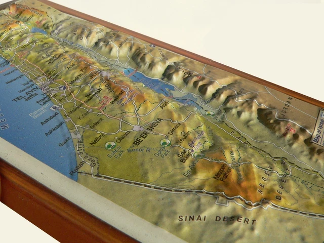 LARGE 3D MAGNET- MAP OF ISRAEL Topographic English Holy Bible Land ...