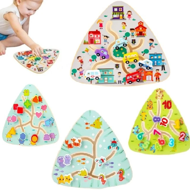 WOODEN MONTESSORI MAZE Boards Puzzle Maze Board Toys Children's ...
