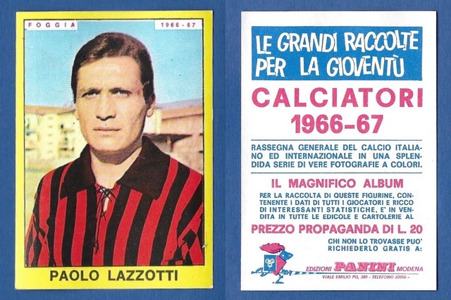 FIGURINA CALCIATORI PANINI 1966/67 - Nuova/New - Lazzotti - Foggia EUR ...