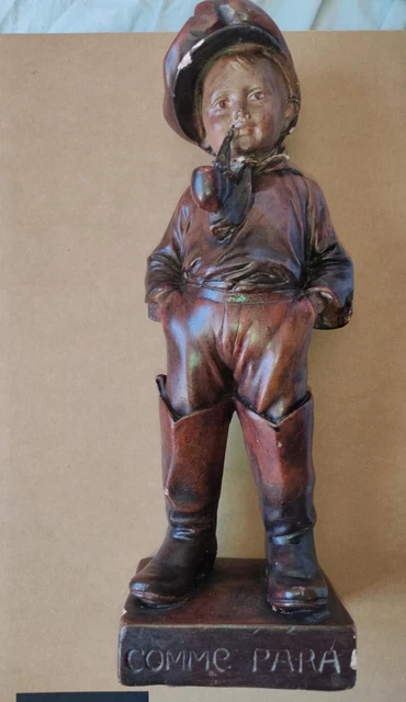 ANCIENNE STATUETTE EN PLATRE ? " COMME PAPA " Numérotée 123 a ...