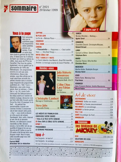 TELE 7 JOURS Julia Roberts Celine Dion Lara Fabian Christophe Lambert ...