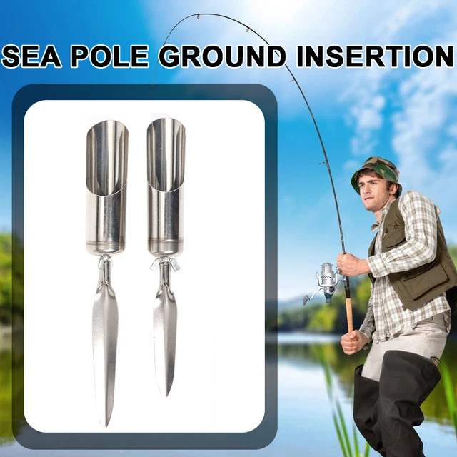 FISHING ROD HOLDER Ground Plug Rod Pole Support Stainless Steel Sea ...