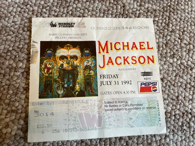MICHAEL JACKSON CONCERT TICKET 1992 Wembley Collectors £15.00 - PicClick UK