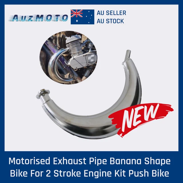 MOTORISED EXHAUST PIPE Banana Shape 80cc 49cc 60cc 2 Stroke Engine Kit ...