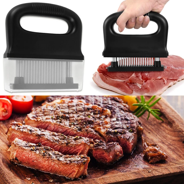Meat Tenderizer With 48 Stainless Steel Ultra Sharp Needle Blades Black