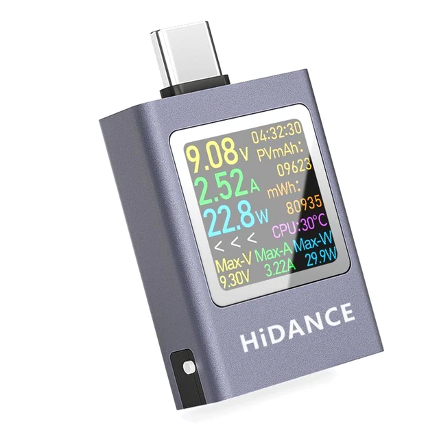 PROFESSIONAL USB C Power Analyzer Data Logging Max Record 6 Display ...
