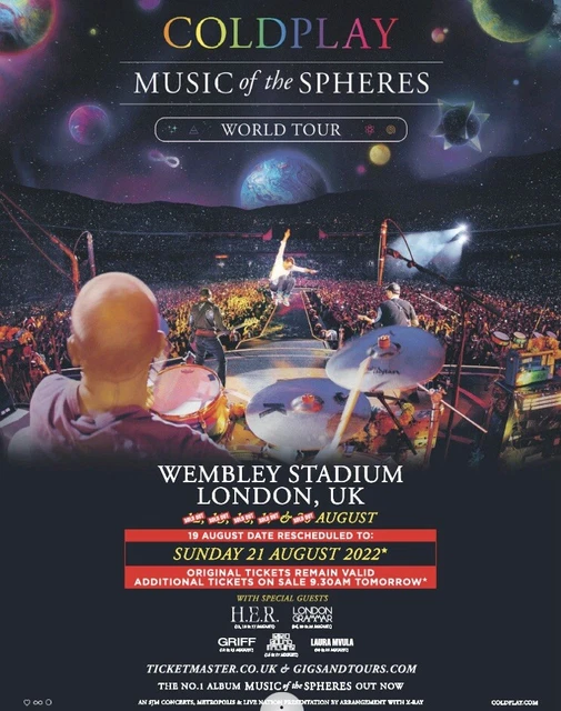 COLDPLAY NEWSPAPER ADVERT Poster Music Of The Spheres World Tour Promo ...