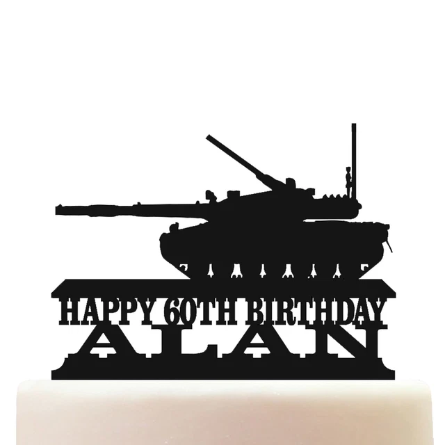 PERSONALISED ACRYLIC ARMY Battle Tank Birthday Cake Topper Decoration £ ...