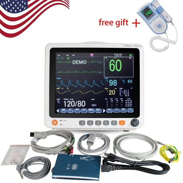 MEDICAL 12& TOUCH Screen Patient Monitor Vital Signs ECG RESP TEMP SPO2 ...
