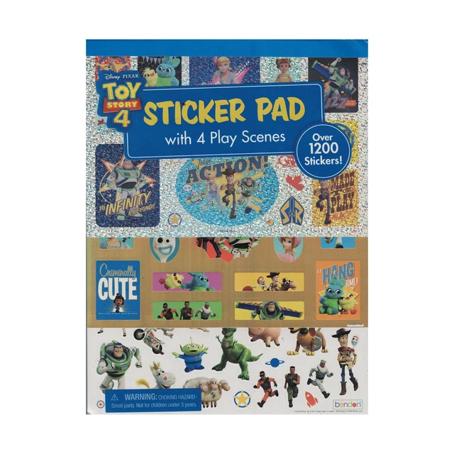 DISNEY TOY STORY 4 Sticker Pad with 4 play scnes and over 1500 stickers ...