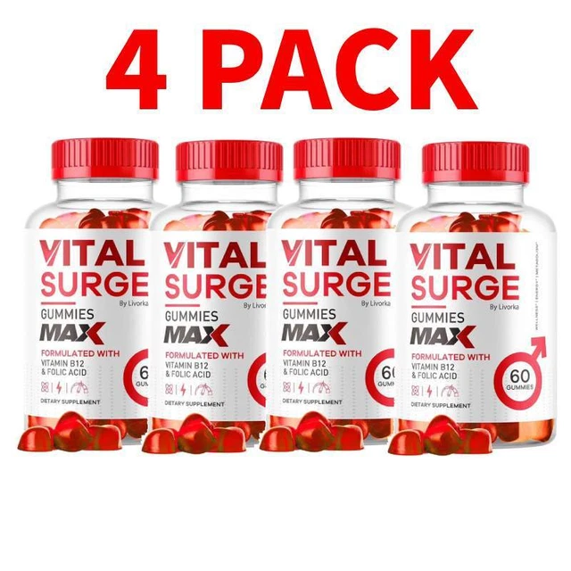 4PACK VITAL SURGE Testo Gummies,1000MG Gomitas Mens Supplement ...