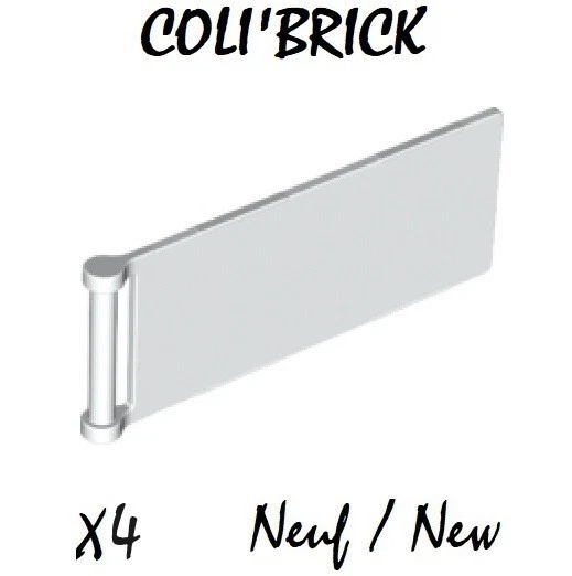LEGO 30292 - 4x Drapeau / Flag 7x3 with bar handle - Blanc / White ...