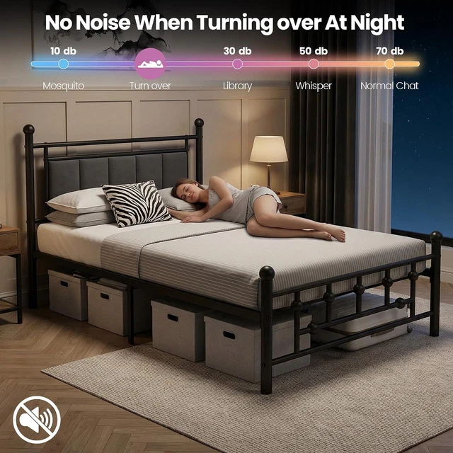 TWIN BED FRAME with Headboard, Velvet Upholstered Platform Bed Frame ...
