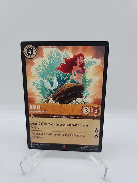 DISNEY LORCANA TCG Ariel 3/204 Sirena che canta rara regolare ritorno ...
