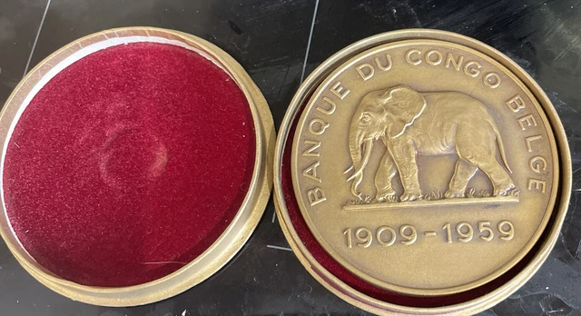 50TH ANNIVERSARY BANQUE Du Congo Belge 1909-1959 Medallion In Original Box £27.00 - PicClick UK