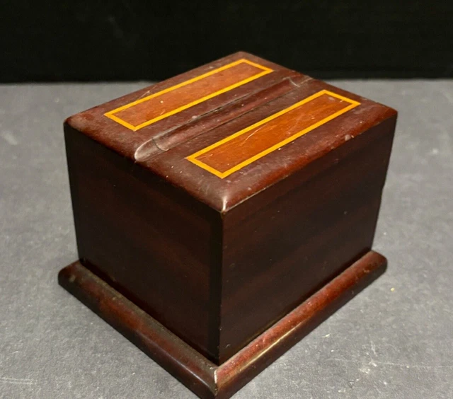 CIGARETTE DISPENSER BOX Vintage Mid Century Wood with Inlaid Top £16.22 ...
