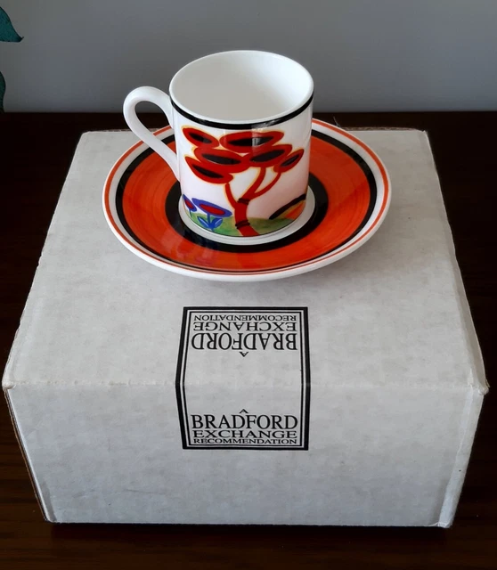 WEDGWOOD CLARICE CLIFF Café Chic "Red Tree" Coffee Cup & Saucer ~ Boxed ...
