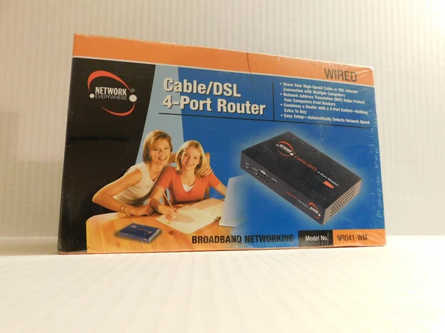 NETWORK EVERYWHERE NR041-WM Wired Cable DSL 4 Port Router Broadband ...