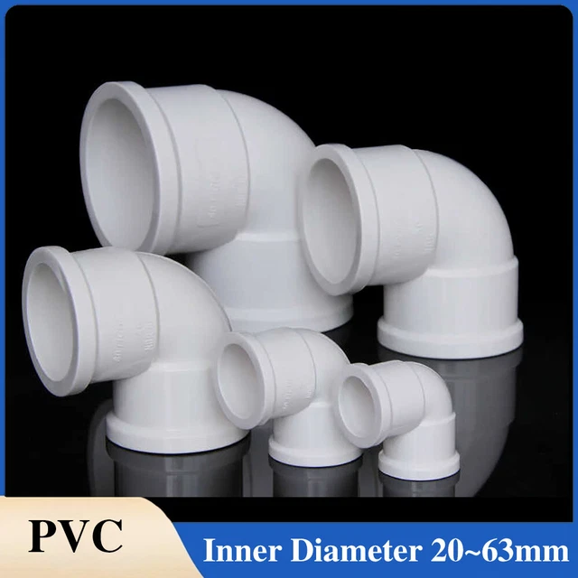 90 DEGREE PVC Pipe Fitting Elbow Coupling Connector White Inner ...
