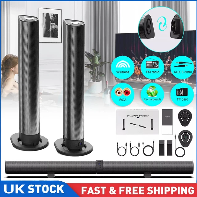 WIRELESS 4 SPEAKER Sound Bar Subwoofer System TV Home Theater Bluetooth ...