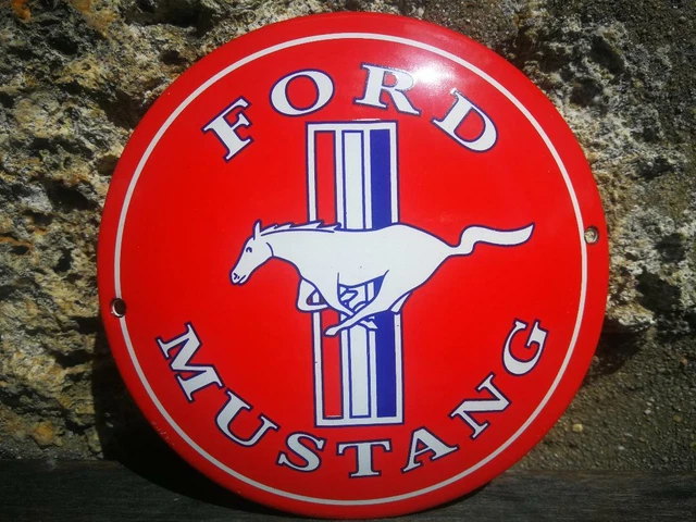 PLAQUE ÉMAILLÉE FORD MUSTANG Enamel Sign no Shelby Cobra Gulf Corvette ...
